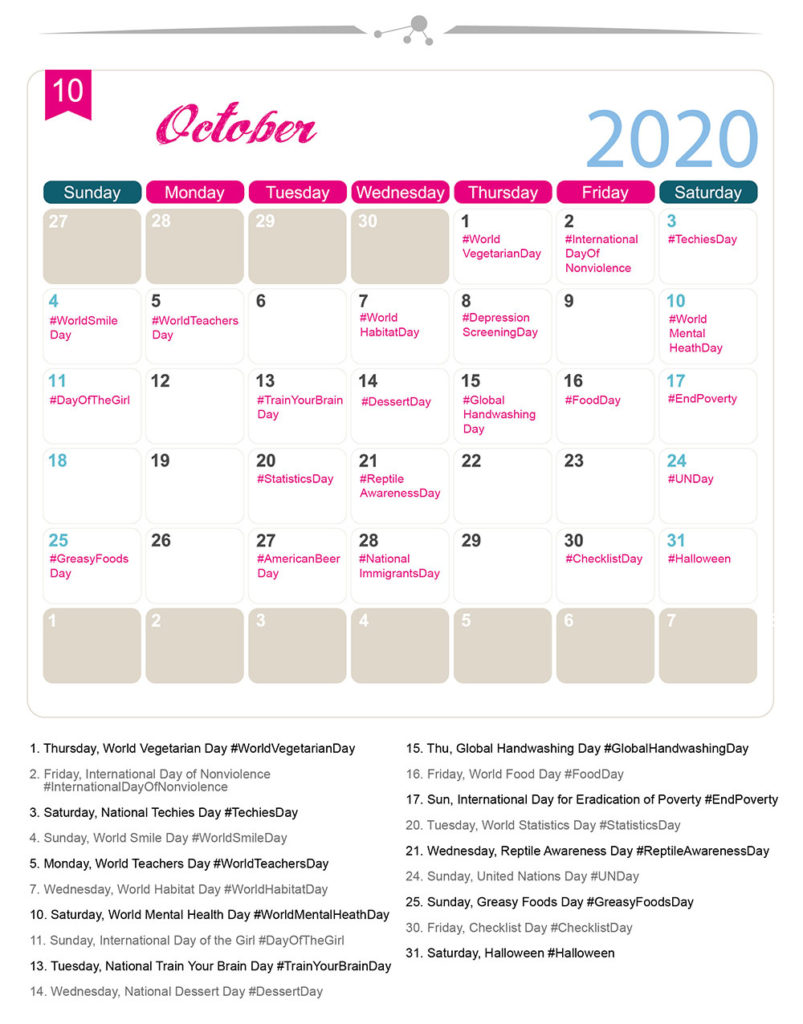 The 2020 Social Media Holiday Calendar - Make A Website Hub