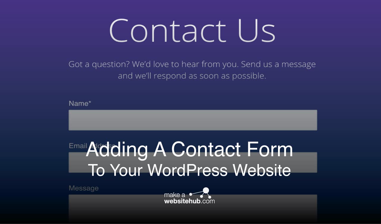 How To Add A Contact Form To Your WordPress Website Or Blog Make A Website Hub